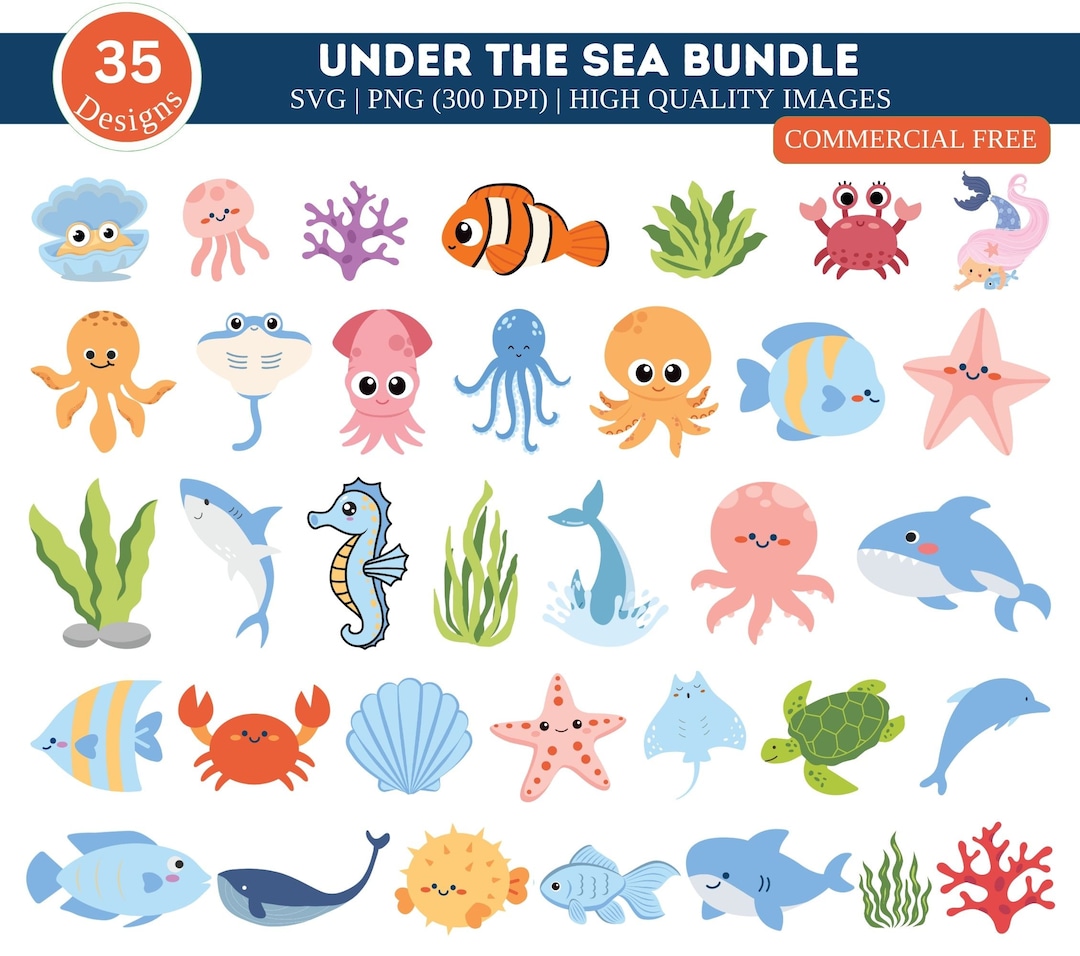 Under the Sea SVG PNG Bundle| Under the Sea Elements Svg Bundle| Sea ...