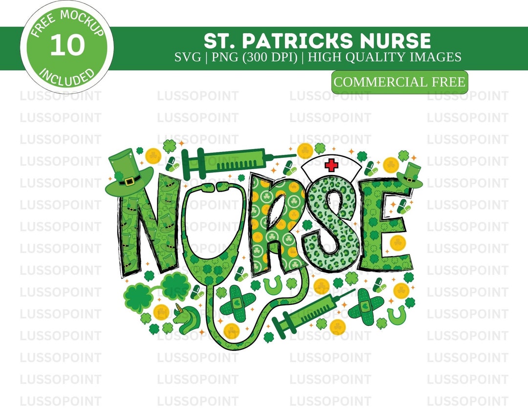 Retro Nurse Patricks Day SVG PNG Lucky Nurse Png Nurse Patricks Day ...