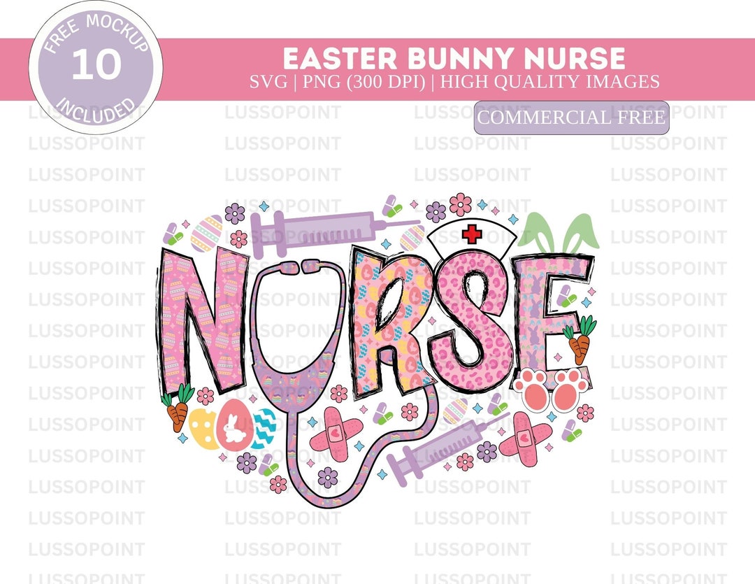 Easter Nurse SVG PNG Bunny Nurse Svg Peeps Nurse Svg Easter Nurse Png ...