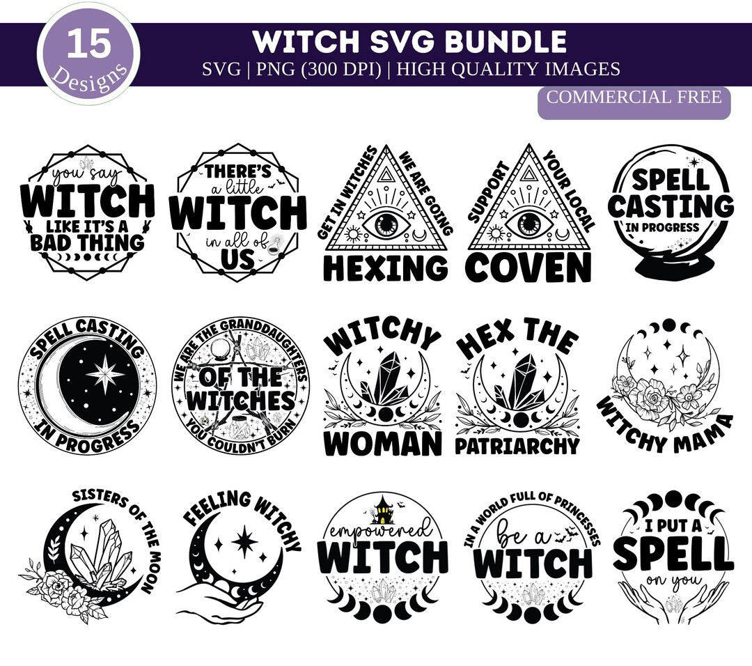 Witchy Quotes SVG Bundle| Witchcraft Svg| Fall Svg| Wicca Svg| Witchy ...