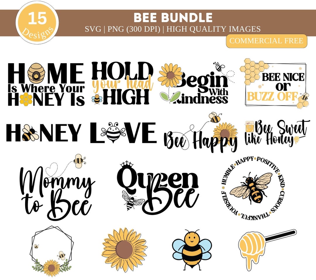 Bee Quotes SVG Bundle Bee Svg Bee Bundle Svg Bee Png Honeybee Svg ...