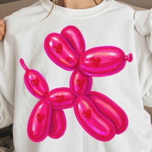 Pink Brushstroke Balloon Dog Png, Valentine Balloon Dog Sublimation ...