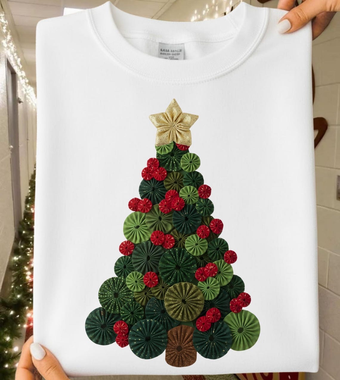Yoyo Quilt Christmas Tree Png, Christmas Tree Sublimation Design, Merry ...