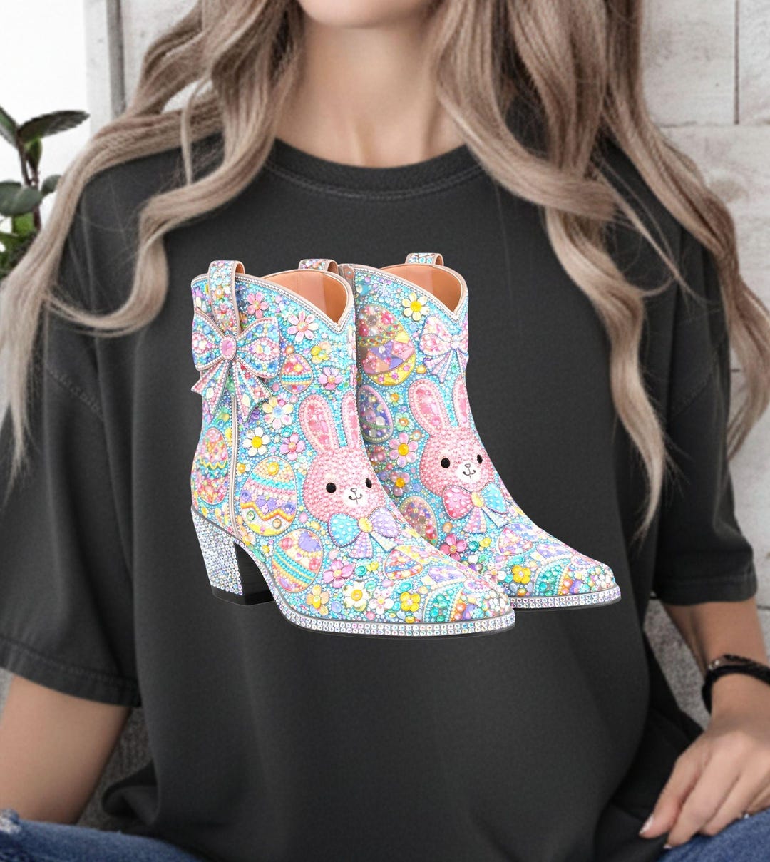 Pink Rhinestone Cowgirl Boots Png, Easter Bunny Boots Png, Easter ...