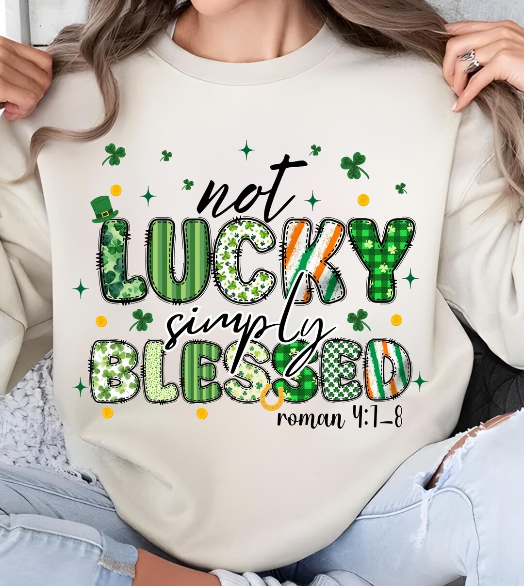 Not Lucky Simply Blessed Png, Bible Verses Png, Patrick Doodles Png ...