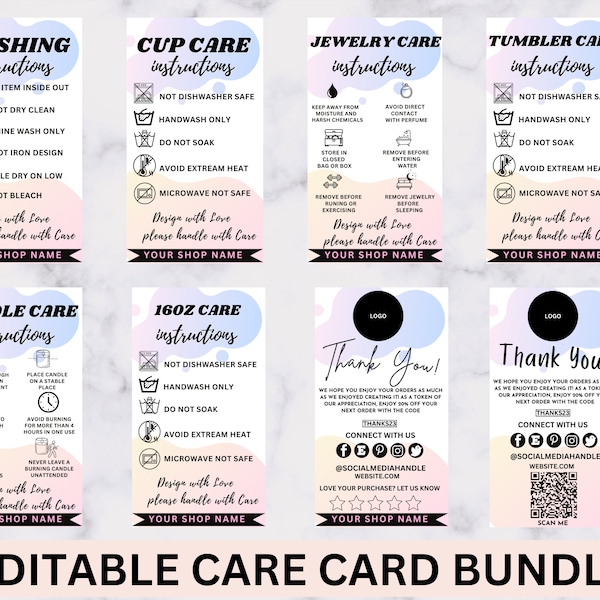Editable Care Card - Etsy