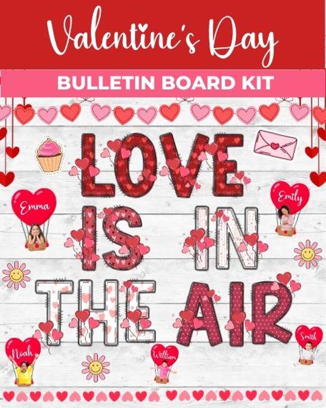 Valentine's Day Bulletin Board Kit, Classroom Decor, Valentines Day ...