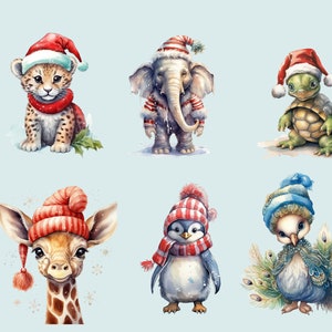 Christmas Animals Watercolor Clipart Bundle Christmas Animals - Etsy
