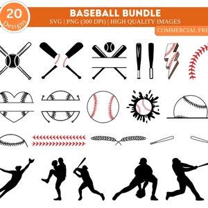Baseball Ball SVG PNG Bundle Baseball Bat Clipart Baseball Player ...