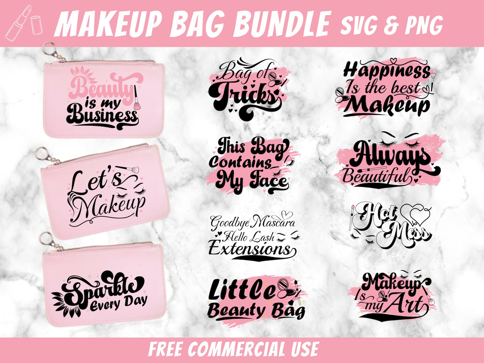 Makeup Bag SVG Bundle| Makeup Bag PNG| Makeup SVG| Makeup Bag Design ...