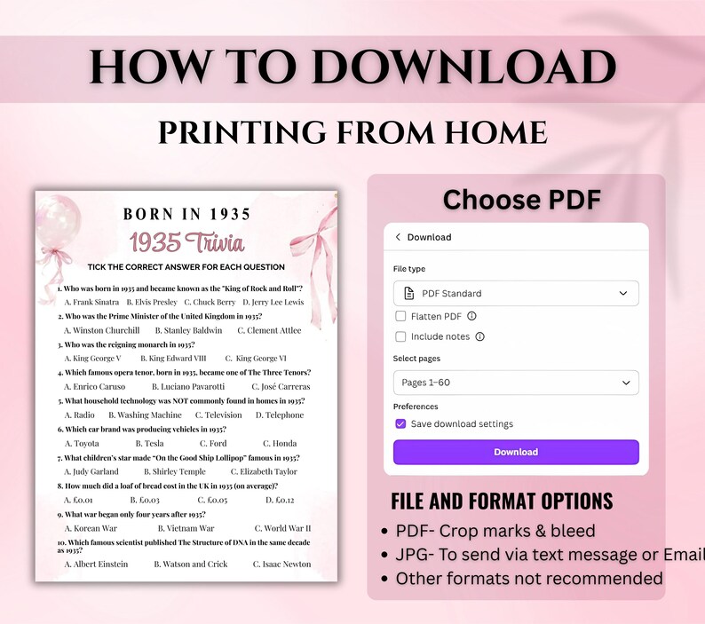 1935 Birthday Party Games Bundle Printable, Born in 1935 Games for Her ...