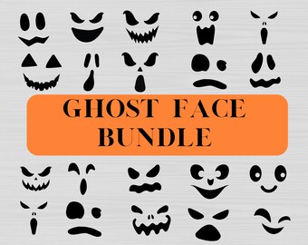 Ghost Face SVG Bundle, PNG, Halloween Svg, Cricut, Ghost Design, Cute ...