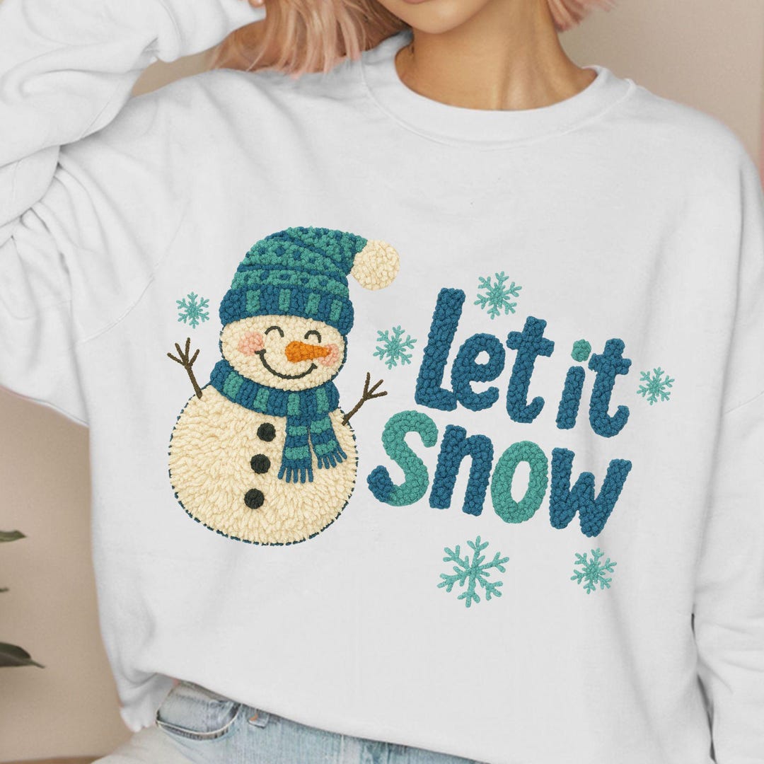 Faux Yarn Coquette Snowman Christmas Png, Let It Snow Png, Retro ...