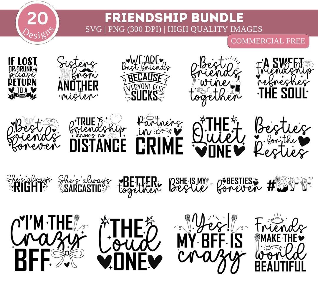 Friendship Svg Bundle| Friends Svg| Best Friends Svg| Groovy Friendship ...