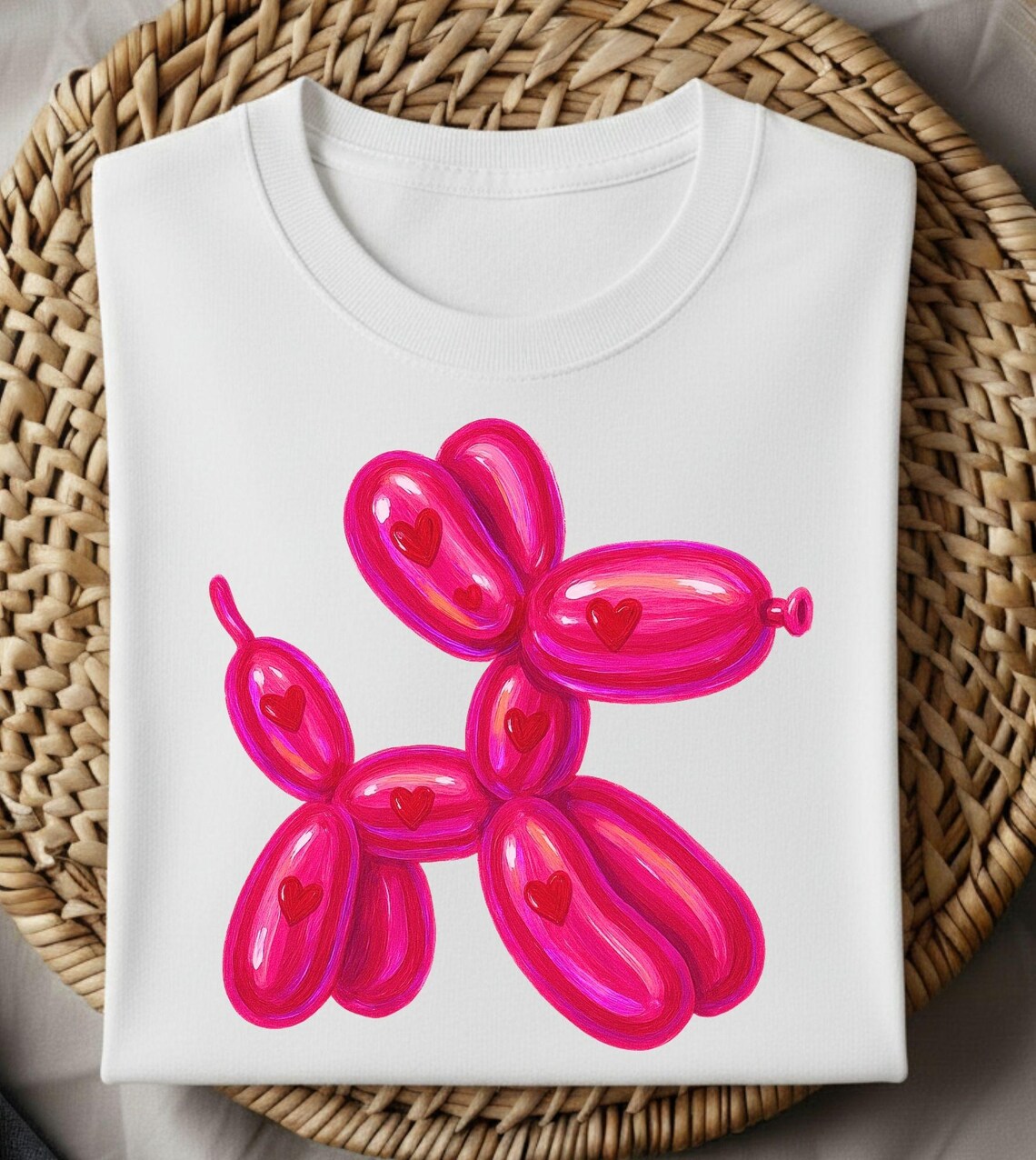 Pink Brushstroke Balloon Dog Png, Valentine Balloon Dog Sublimation ...