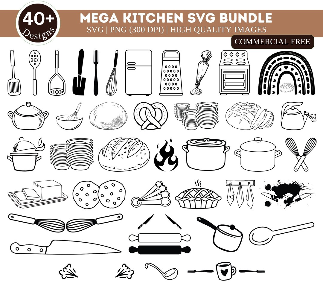 Mega Kitchen SVG PNG Bundle| Cutting Board Svg| Kitchen Towel Svg| Pot ...