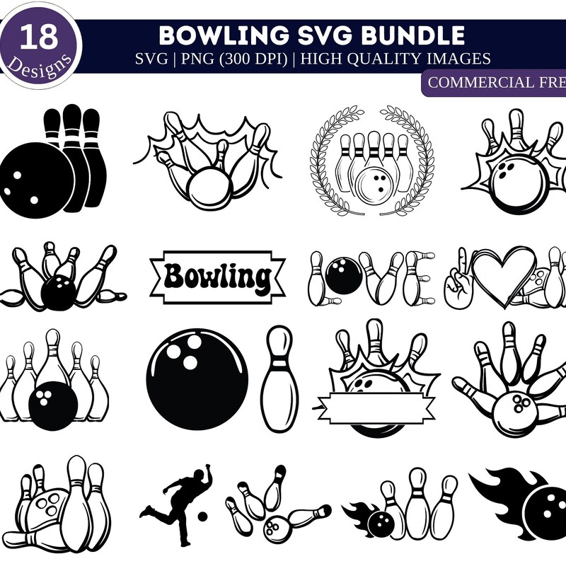 Bowling Svg - Etsy