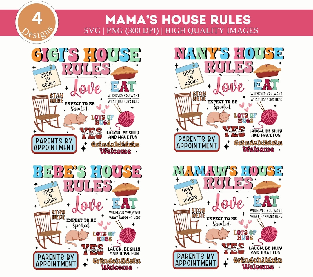 Gigi's House Rules PNG| Grandmother PNG| Mamaw's House Rules Png ...