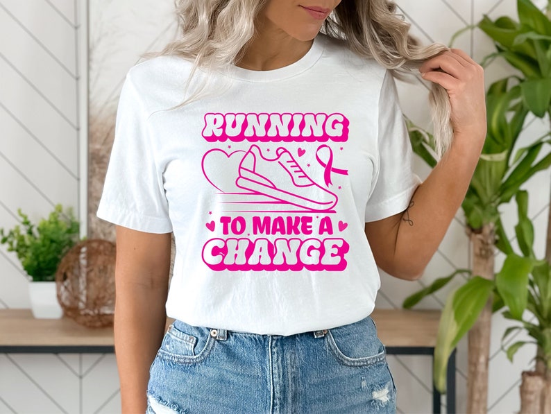 Breast Cancer Running Svg, Free Mockup Included, Running to Make a ...