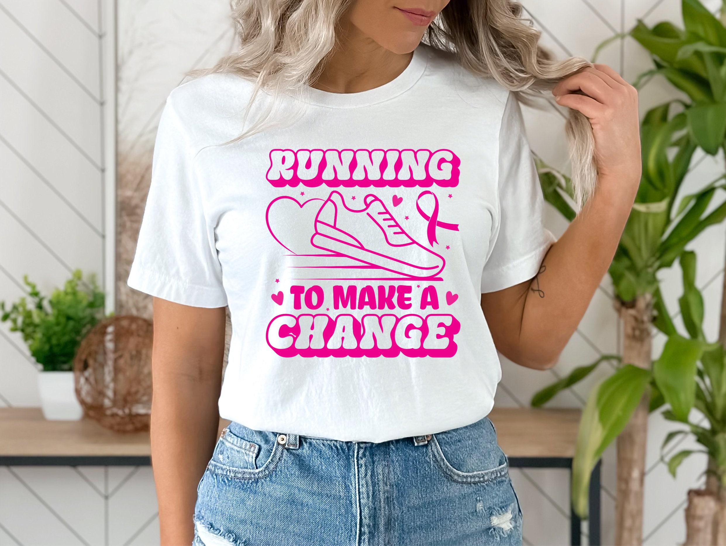 Breast Cancer Running Svg, Free Mockup Included, Running to Make a ...