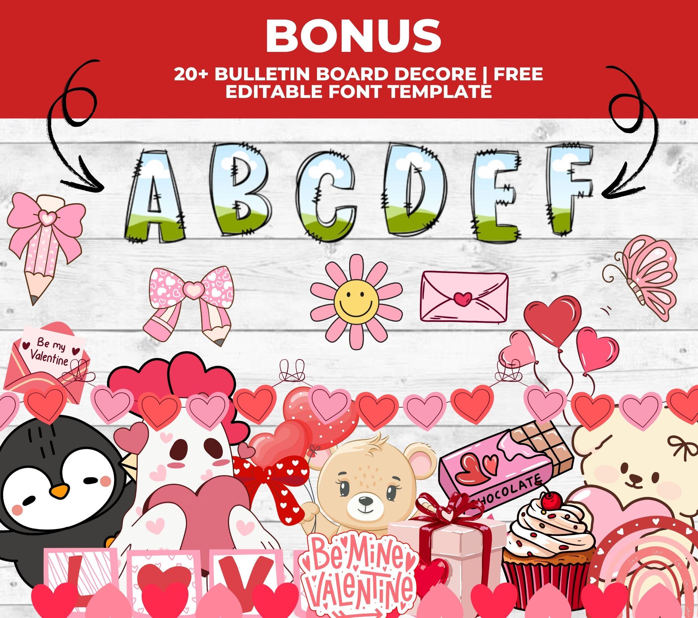 Valentine's Day Bulletin Board Kit, Classroom Decor, Valentines Day ...