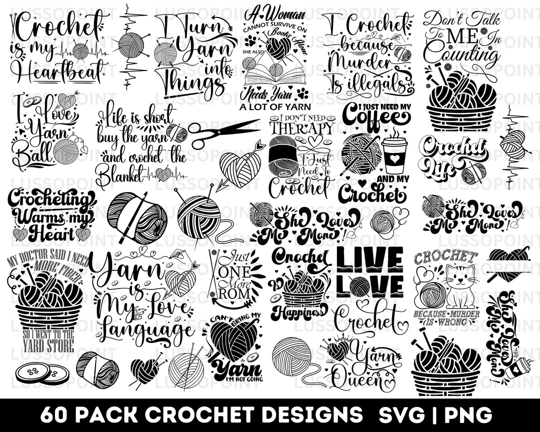 Crochet Mega SVG Bundle| Knitting Funny Quotes SVG Bundle| Sarcastic ...