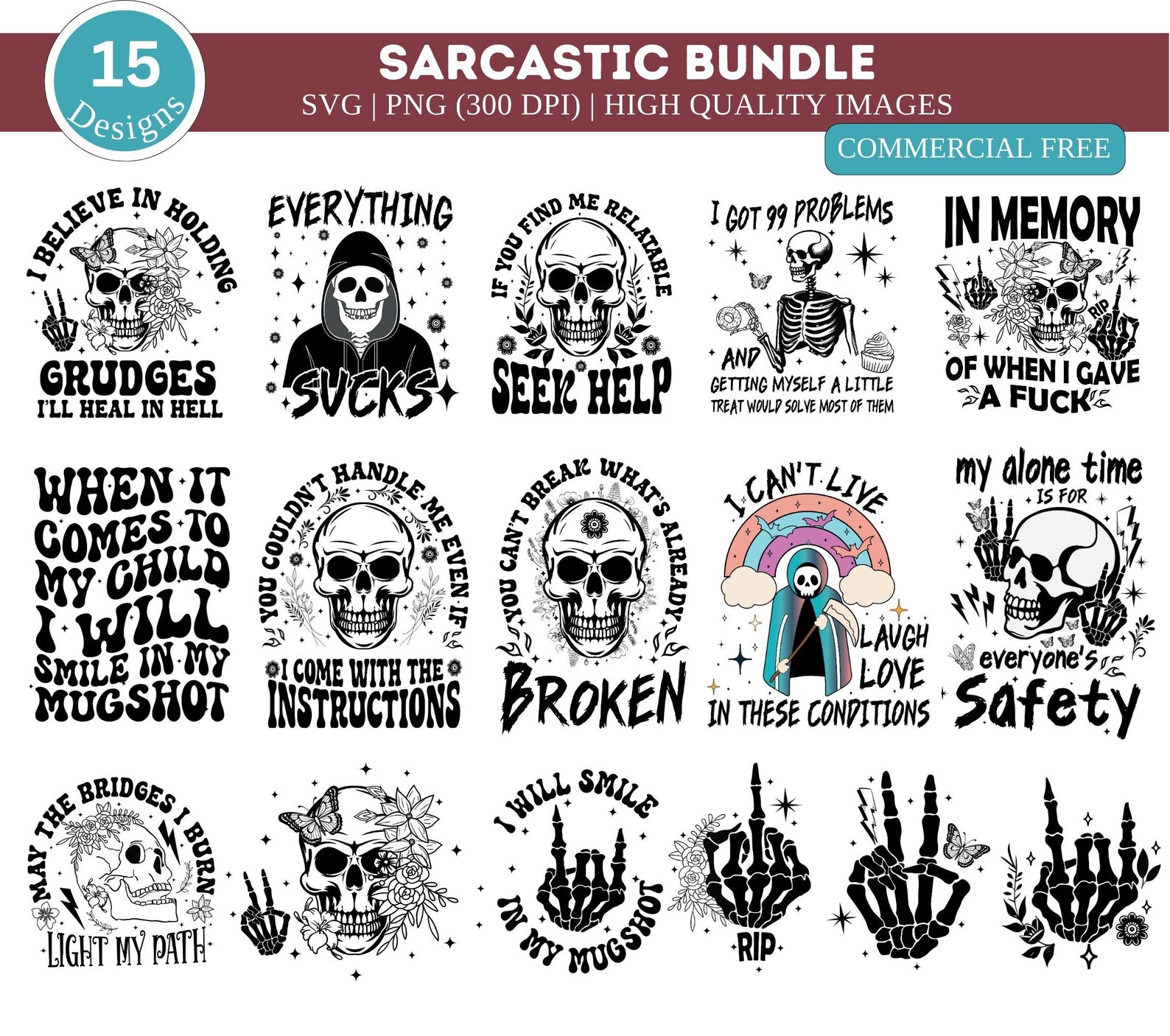 Sarcasm SVG PNG Bundle| Funny Quotes Clipart Svg| Retro Sarcastic Svg ...
