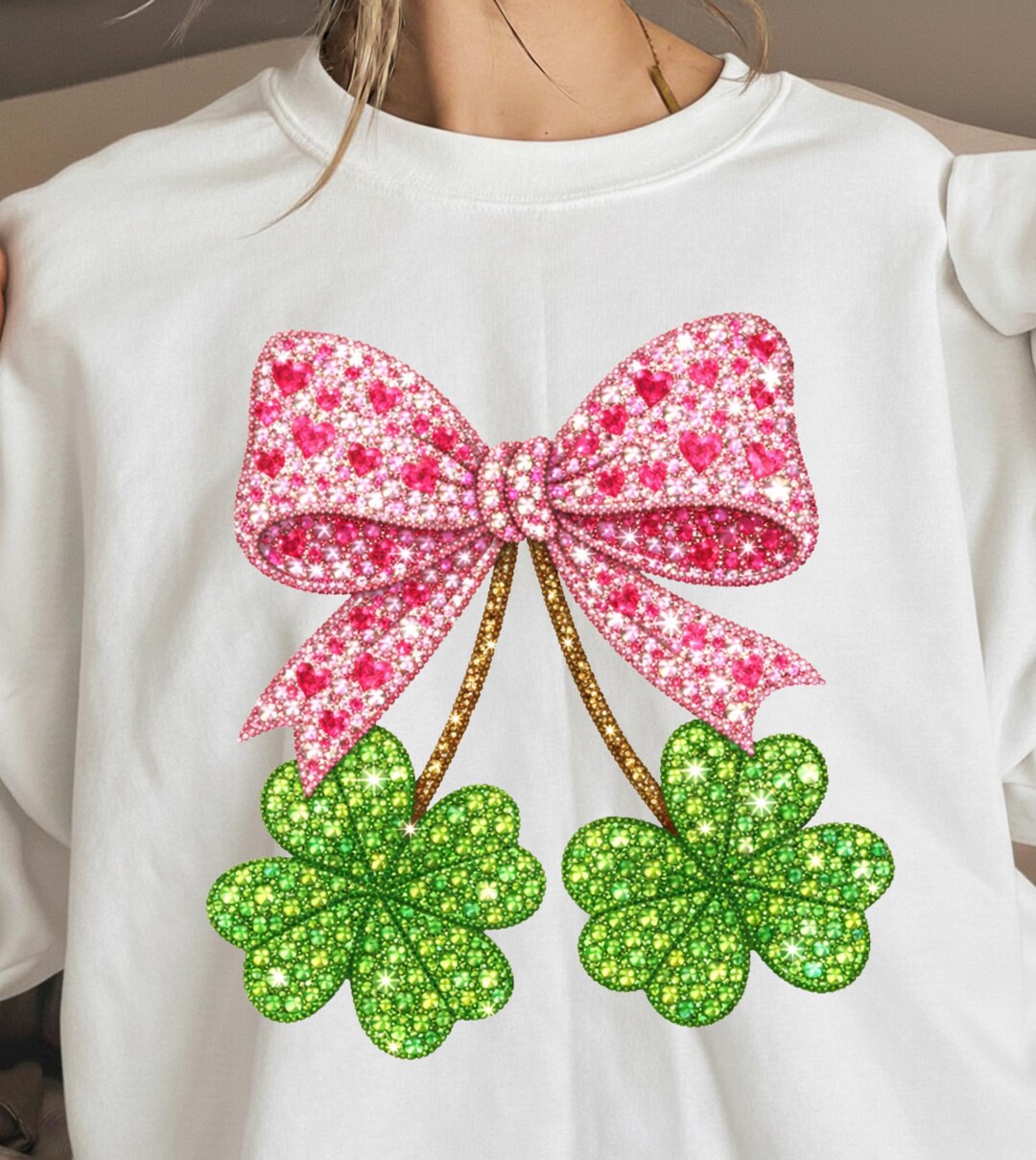St Patrick Cherry Rhinestone PNG, Glitter Cherry Bow St Patrick's Png ...