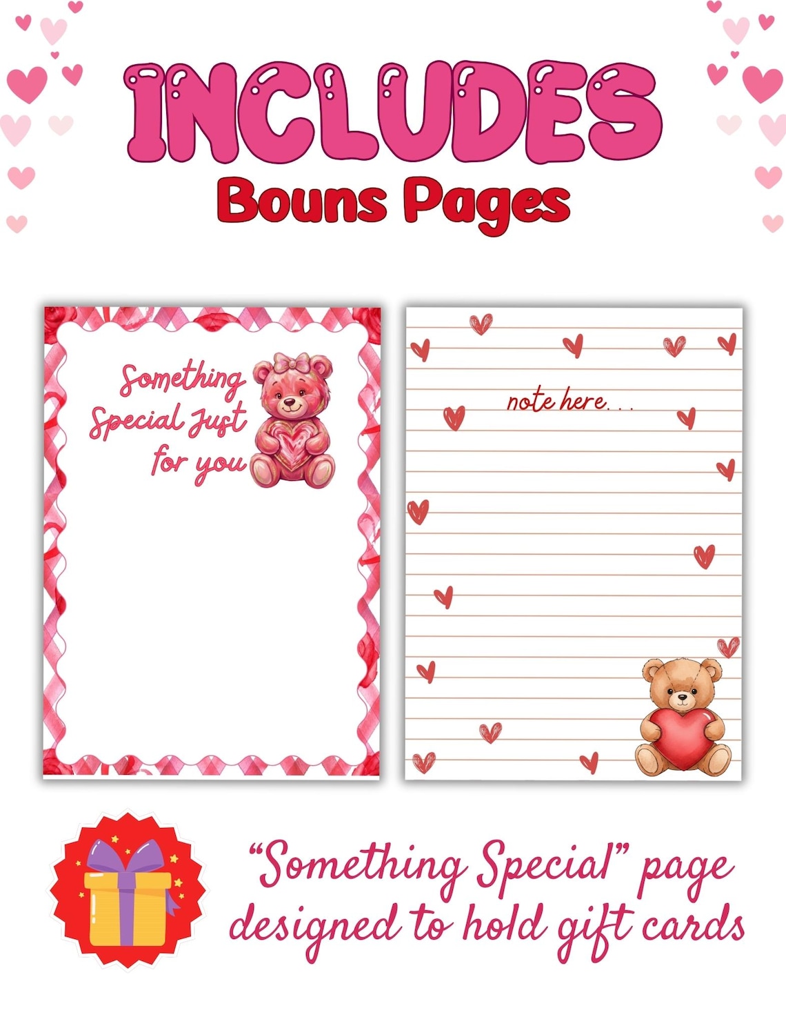 Valentine's Gift Card Book Template, Editable Valentine Card Holder ...