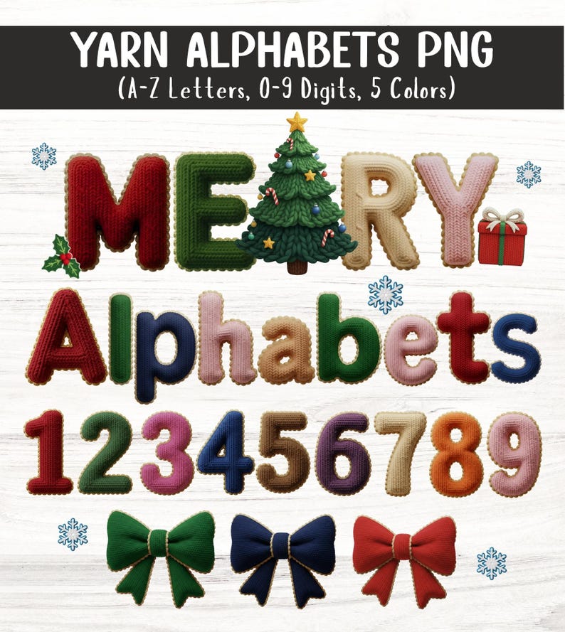 3D Crochet Yarn Alphabet Png Set, Faux Yarn Letters A-Z & Numbers ...