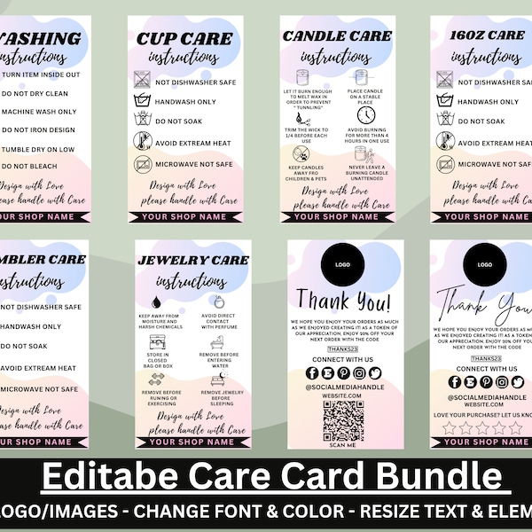Editable Care Card - Etsy