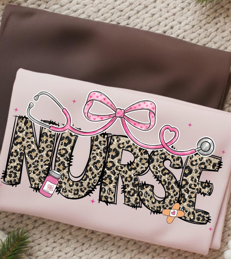 Preppy Nurse Leopard Print Png Bundle, Nurse Heart Design, NICU RN CNA ...