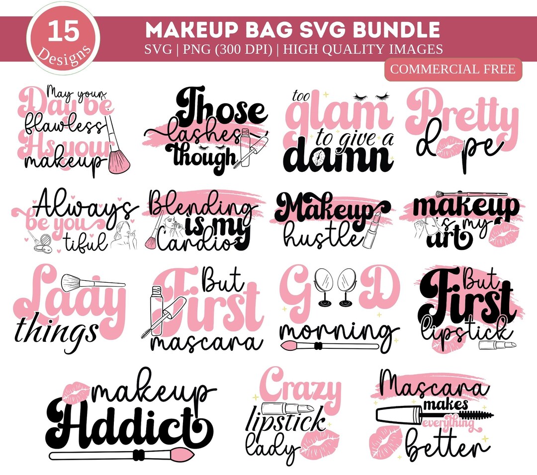Makeup Bag SVG Bundle| Makeup Bag Svg| Makeup Svg| Makeup Bag Design ...