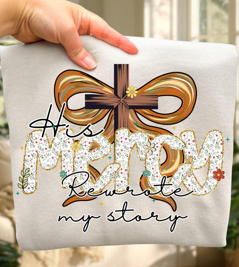 Jesus His Mercy Rewrote My Story Png, Coquette Faith Png, Religious ...