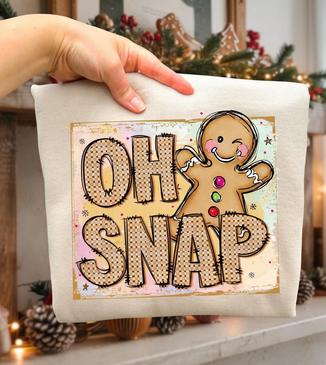 Oh Snap Gingerbread Man PNG, Christmas Png, Preppy Gingerbread Man Png ...