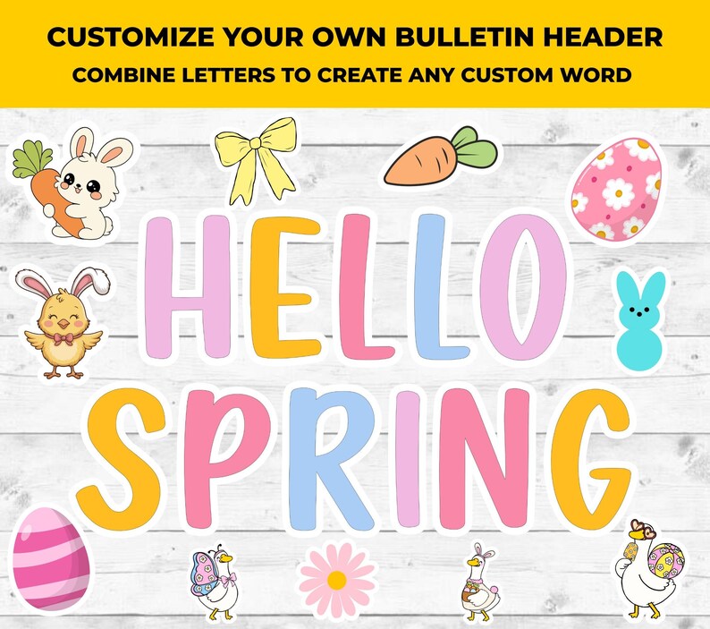 Easter Spring Classroom Bulletin Board Kit (printable Decor Elements ...