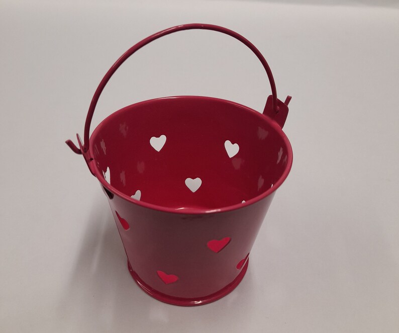 Mini Metal Buckets/pails With Heart Cut Outs in White, Silver, Gold ...
