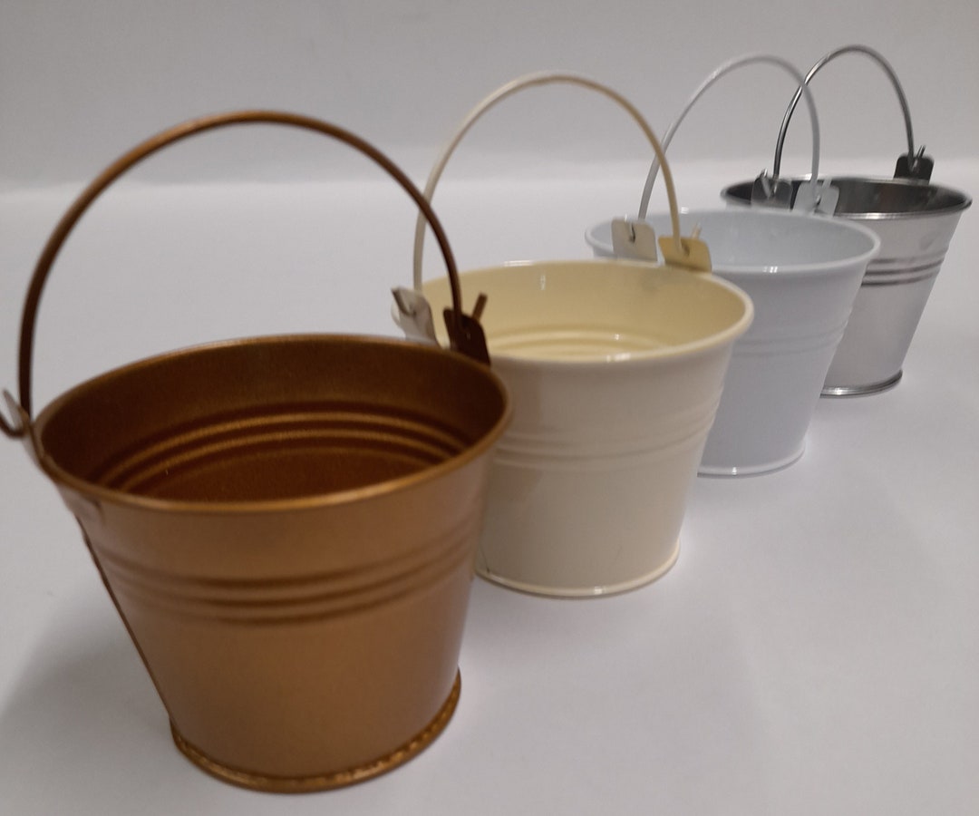 Mini Metal Plain Buckets/pails in White ,ivory, Silver, Gold. 2.5 Inch ...