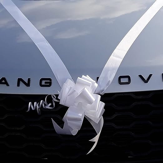 White Wedding Car Ribbon Kit With 3 Ready Assembled Matching Pull Bows ...