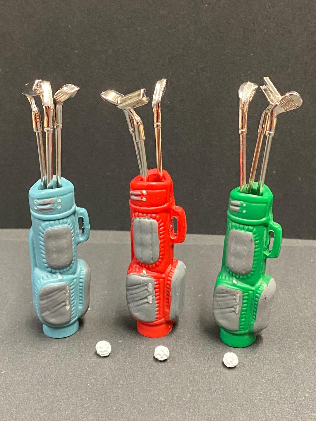 Mini Golf Clubs in Golf Bag Cake Topper. Mini Wood, Iron and Putter ...