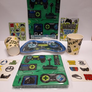 Gamer Party Gaming Party. Game Controller Shaped Plates, Gaming Cups ...