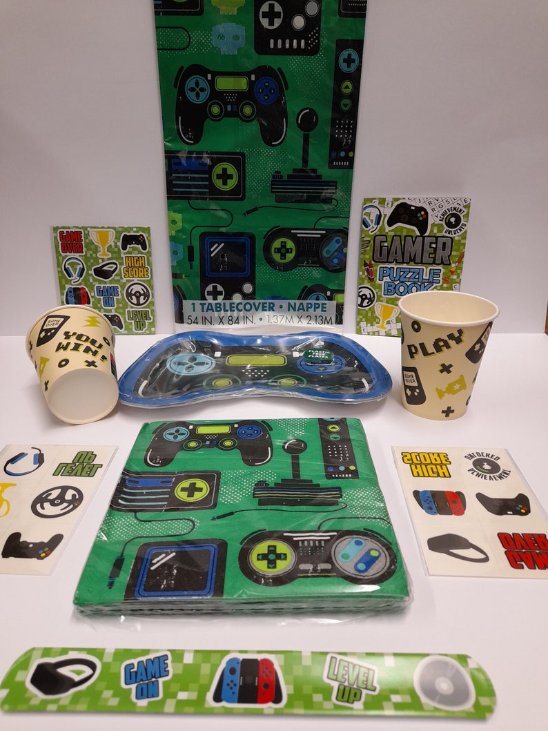 Gamer Party Gaming Party. Game Controller Shaped Plates, Gamer Cups ...
