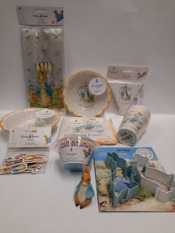 Peter Rabbit Beatrix Potter Party Paper Plates Bowls Napkins Cups Bunting Cake Toppers Cupcake Cases Cookie Cutters.All Officially Licensed