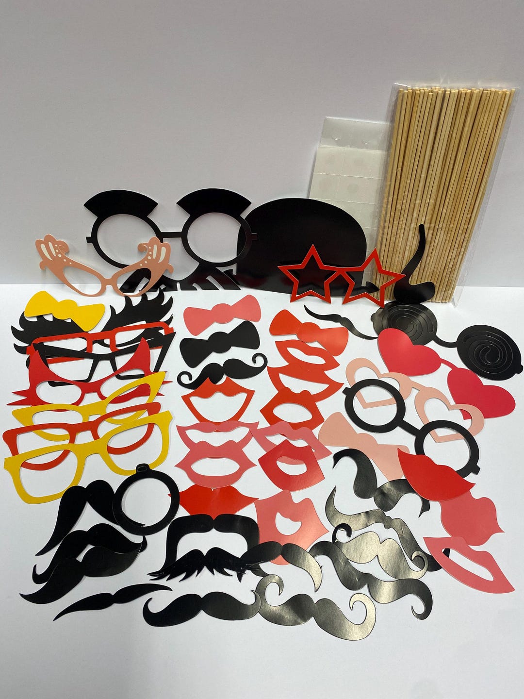 50 Piece Party Photo Booth Props: Hats, Lips, Bow Ties - Etsy