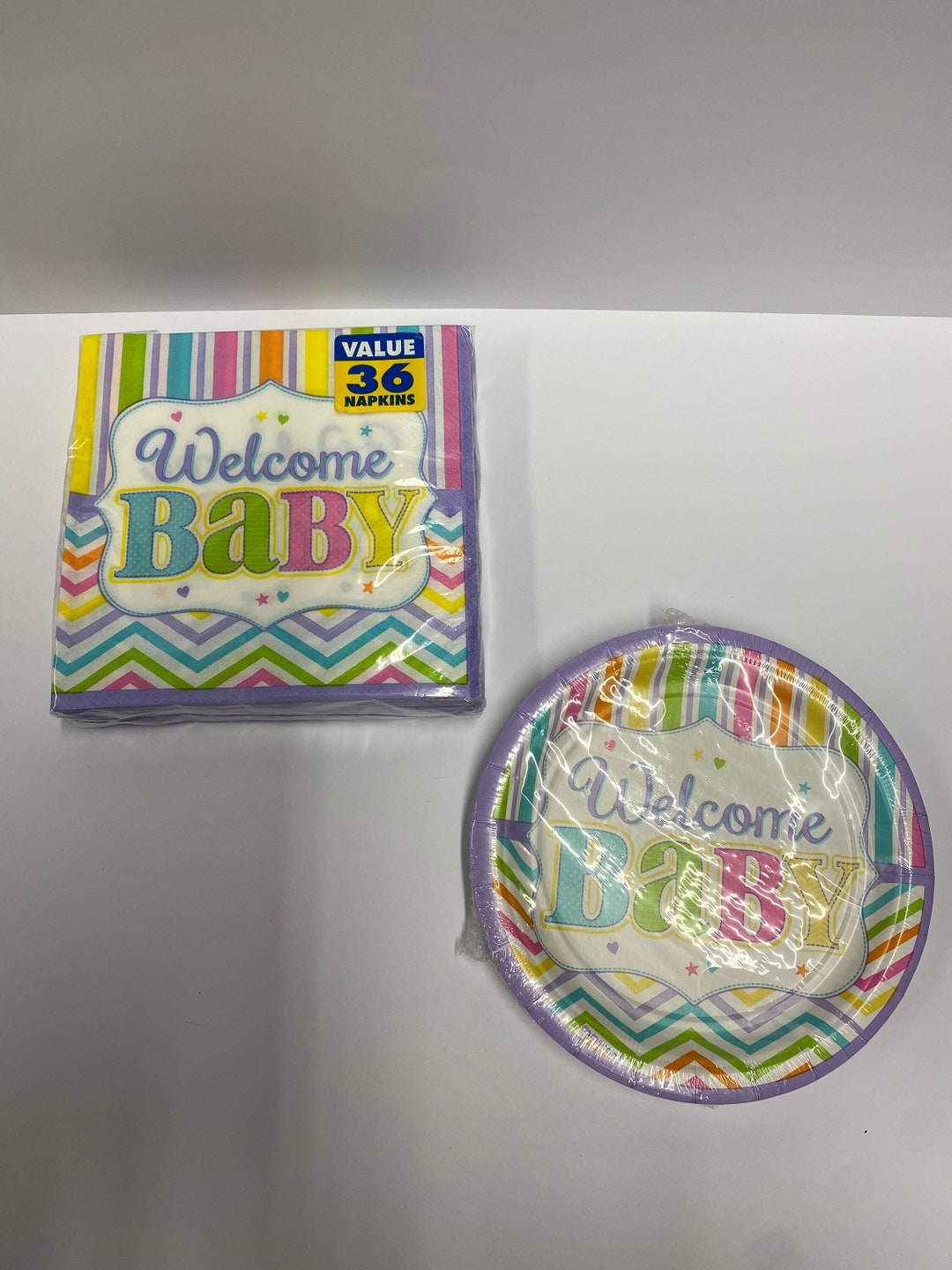 Welcome Baby Partyware: Plates and Napkins - Gender Reveal - Etsy
