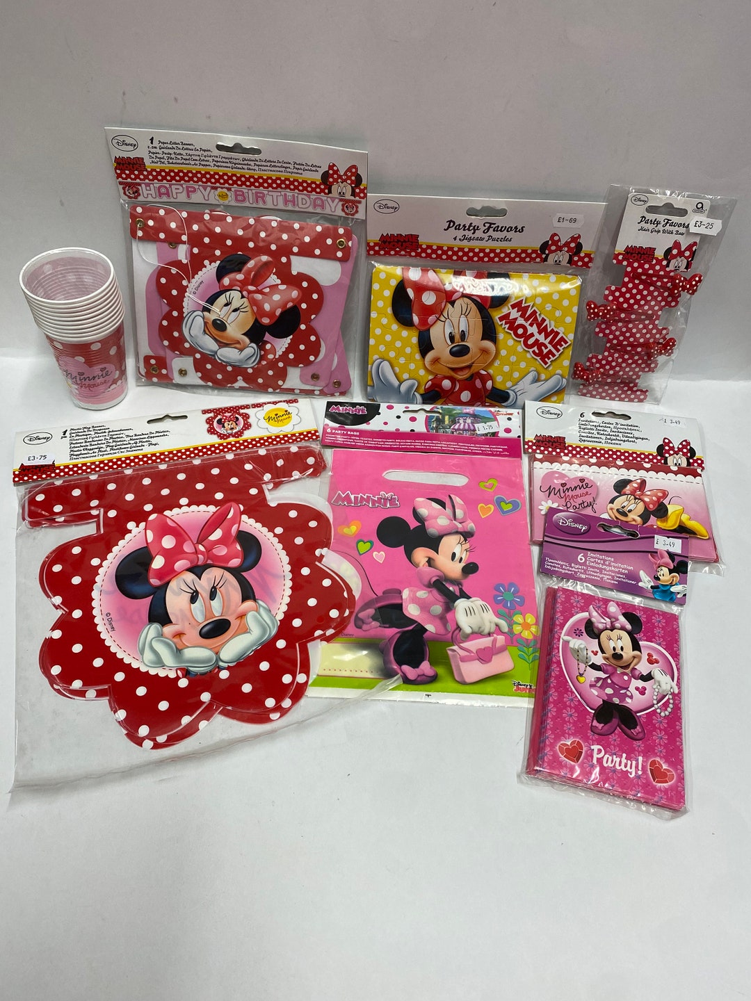 Minnie Mouse Party Supplies: Cups, Banner, Loot Bags, Invitations - Etsy