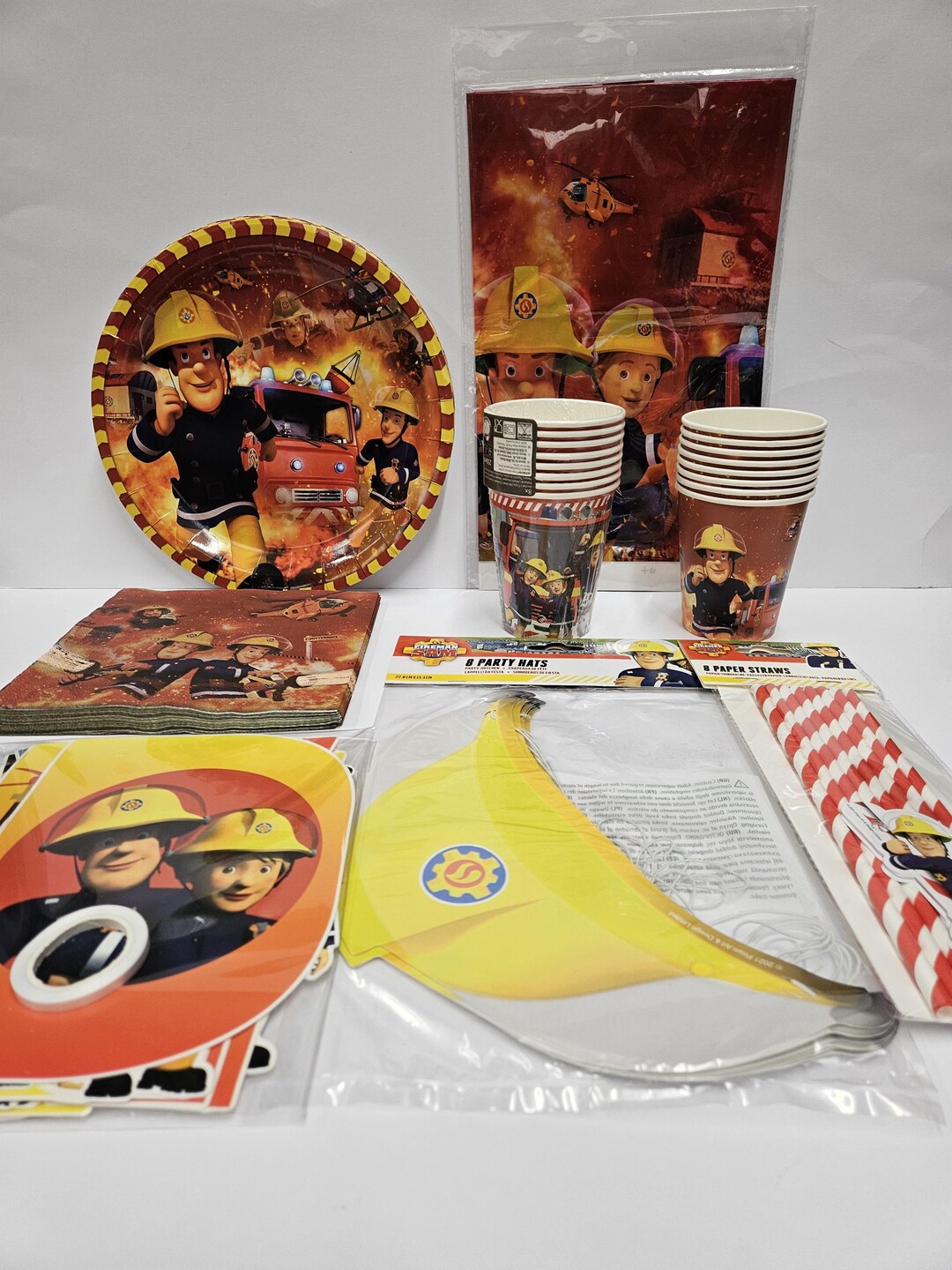 Fireman Party Supplies Set: Plates, Cups, Napkins, Tablecover - Etsy