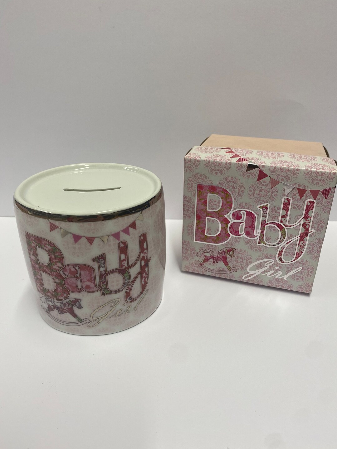 Pink China Baby Girl Money Box: Rocking Horse Christening Gift - Etsy