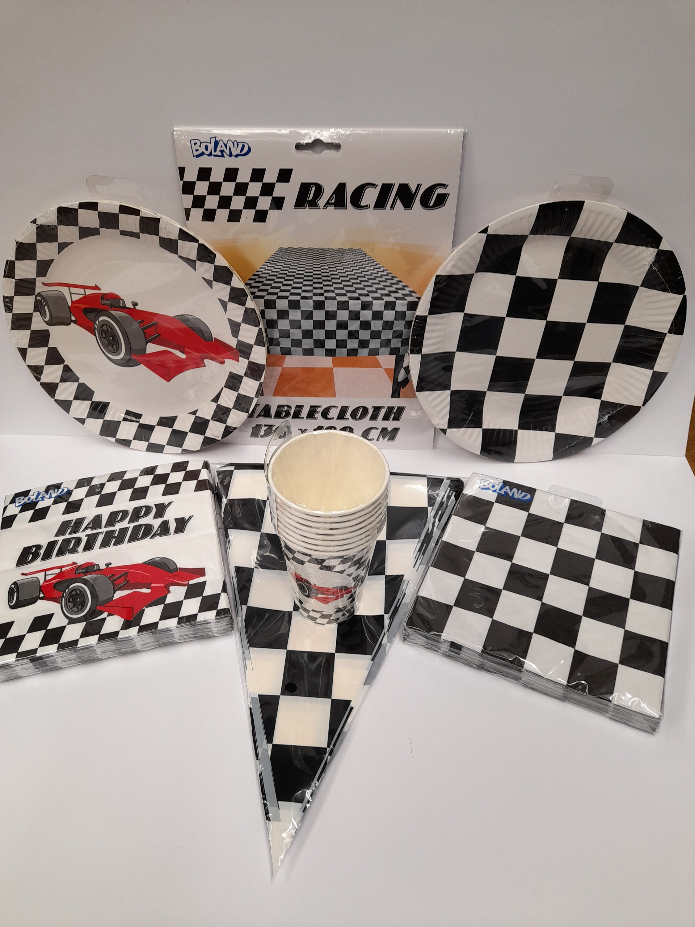 Chequered Flag F1 Formula 1 Black and White Racing Party. Plates Napkins Cups Table Cover Chequered Flag Red Racing Car Party Tableware. Etsy UK