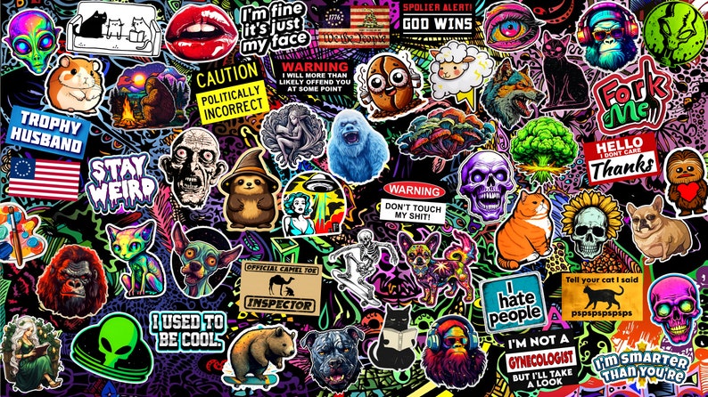 Horror Themed Green Lips Sticker Water-resistant Sticker for Laptops ...